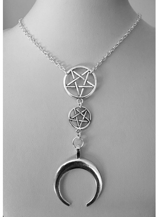 MOON PRIESTESS,crescent moon necklace,inverted pentagram,upside down ...