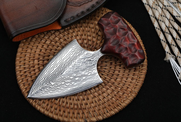 Push Dagger Knife Hand Stab Thorn Push fan Knife Damascus steel 68 ...