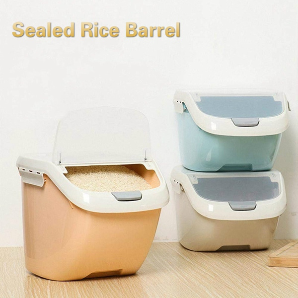 Kitchen Sealed Rice Barrel Plastic Moisture-proof Storage Rice Cylinder ...