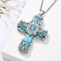 5 Colors Silver Cross Faith Pendant Necklace Turquoise Christian ...