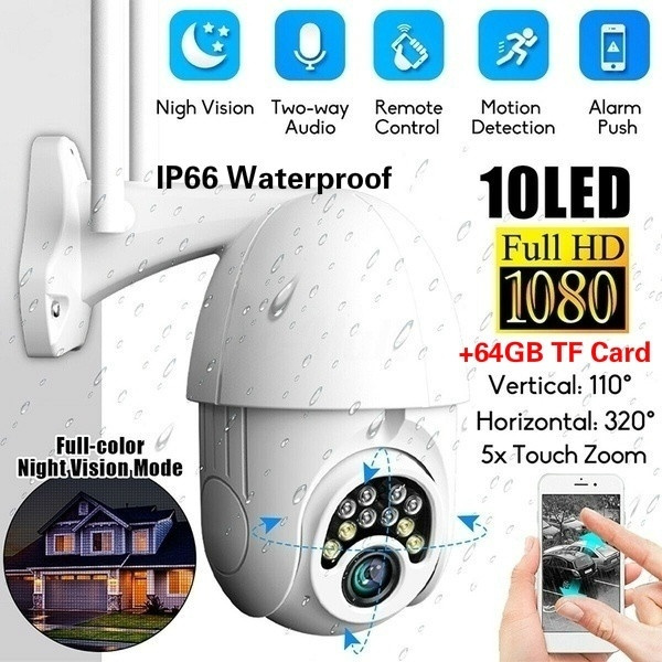 New 10 LEDs IP Camera Onvif 2MP Full HD 1080P IP66 Waterproof Wireless ...
