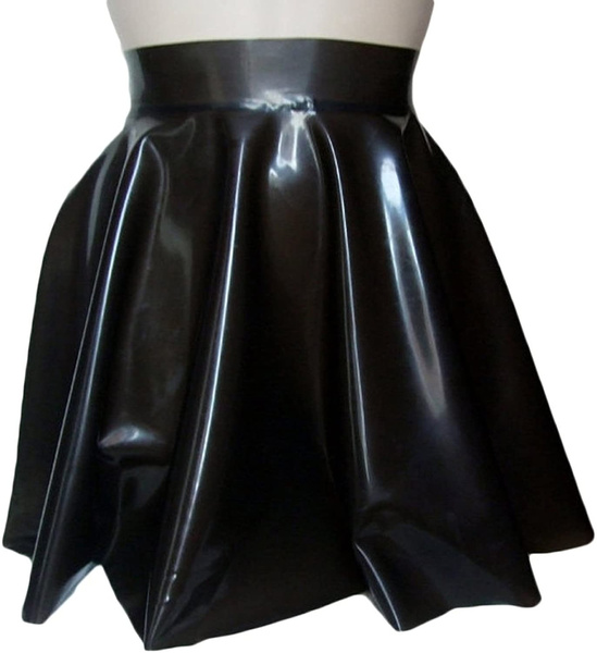 100% Latex Catsuit Women's Latex Rubber Pleated Short Skating Skirt ...
