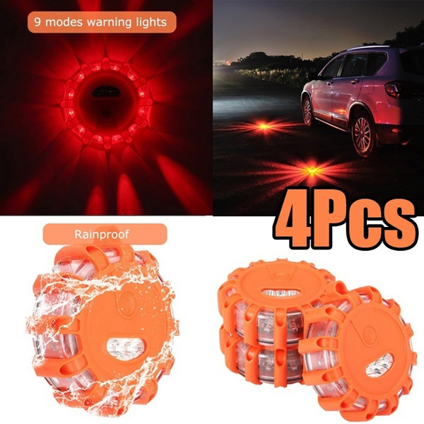 1/2/3/4Pcs LED Road Roadside Light Emergency Safety Flashing Beacon ...