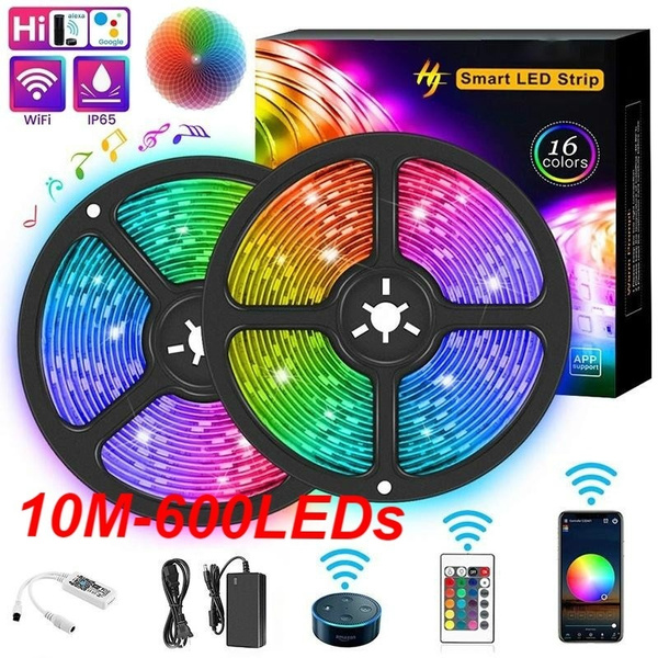 WiFi LED Strip Light 5M/10M 150/300/600 LEDs IP65 Waterproof Smart LED ...