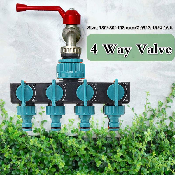 4 Way Valve Water Diversion Controller Garden Yard Tap Hose Pipe ...