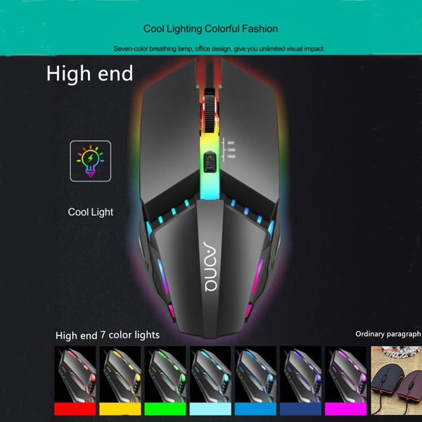 Highly Sensitive Mouse Gaming Mouse with Rainbow Backlit LED Lights ...