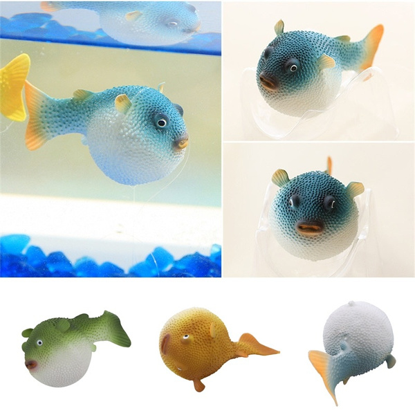Plastic Fake Fish Aquarium Decoration Luminous Simulation Small Puffer ...