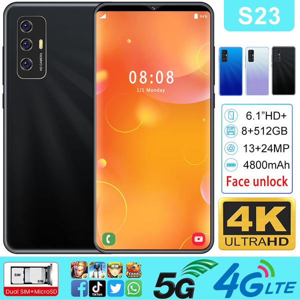 NEWEST S23 4K Android OS 10.0 System 6800mAh 8G+512G 6.1 Inches HD 1440 ...