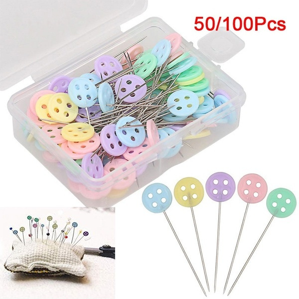 50/100pcs Patchwork Needle Craft Flower Button Head Pins Embroidery ...