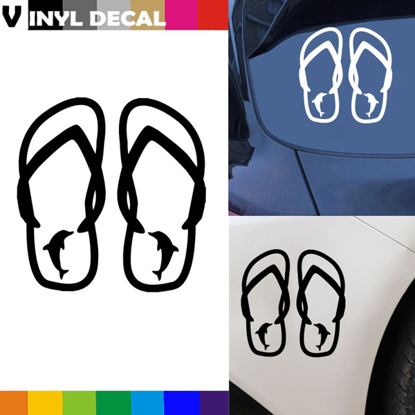 5"/6"/8" Dolphin Flip Flops Vinyl Die Cut Decal Fishing Sticker for Car ...