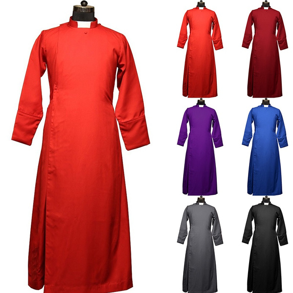 Men's Fashion Clergy Robe Church Costume Long Sleeve Slim Clergy Tunic ...