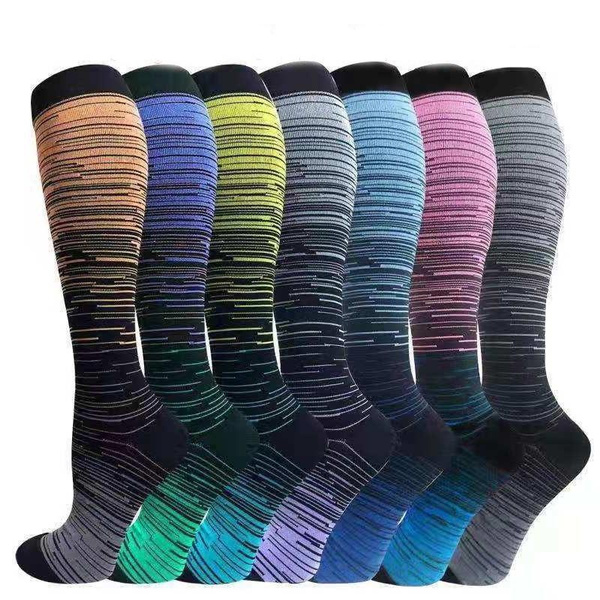 1-6Pair 20-30 Mmhg Unisex Compression Long Socks Women Men Pressure ...