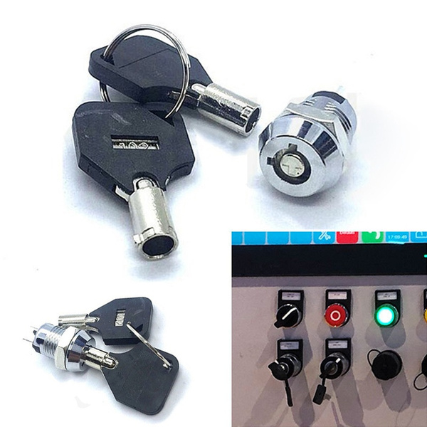 On-Off 12mm Key Switch Pin Terminals Telephone Lock S1201 S102 ...