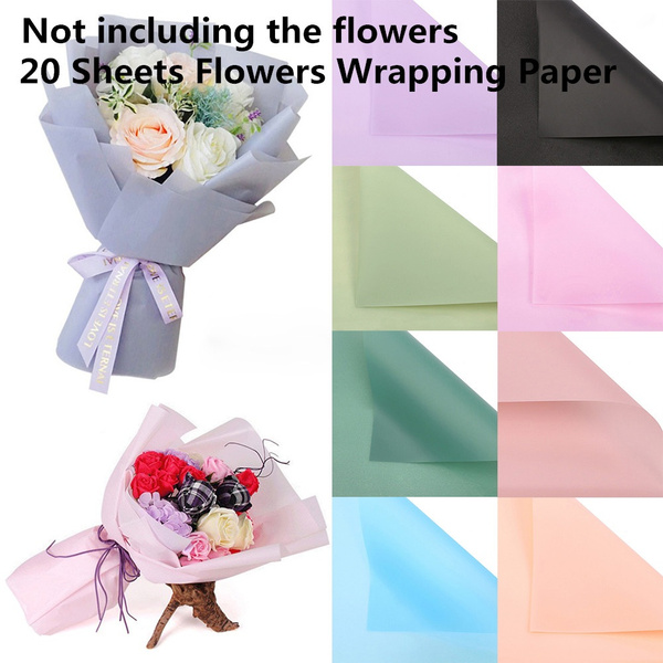 20Pcs Translucent Flowers Wrapping Paper Sheet Gift Packaging Floral ...
