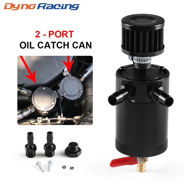 Universal 2-Port Oil Catch Can Tank Reservoir with Drain Valve Breather ...