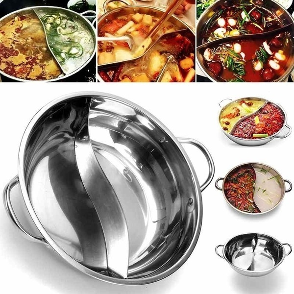 30CM Easy Clean Stainless Steel Hot Pot Shabu Shabu Kitchen Cooking ...