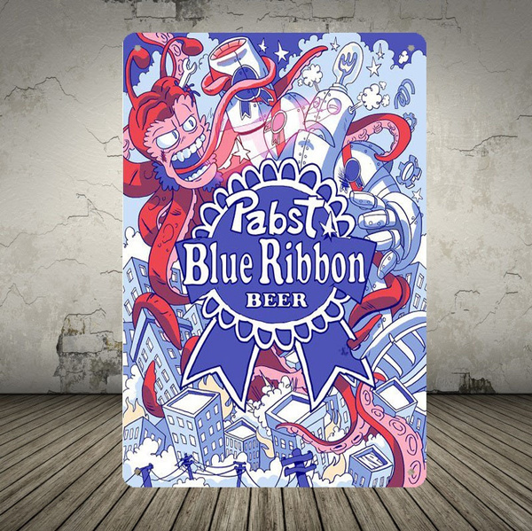 Pabst Blue Ribbon Cartoon Film Series Printing Retro Iron Signboard ...