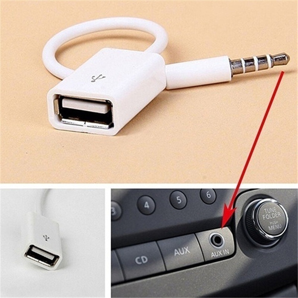 Cars Accessories MP3 3.5mm Male AUX Audio Plug Jack To USB 2.0 Female ...
