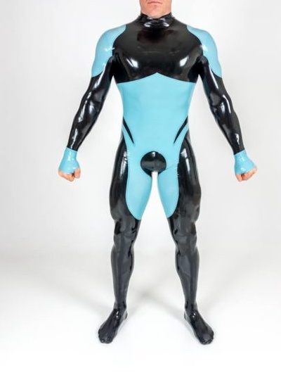 100% Latex Gummi Catsuit Bodysuit Rubber Men's Fitness Uniform Kostüm ...
