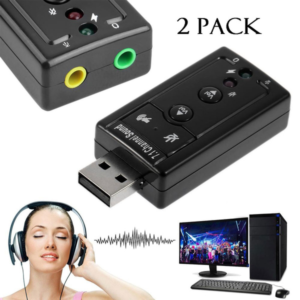 2pack Mini USB 2.0 3D Virtual 12Mbps External 7.1 Channel Audio Sound ...
