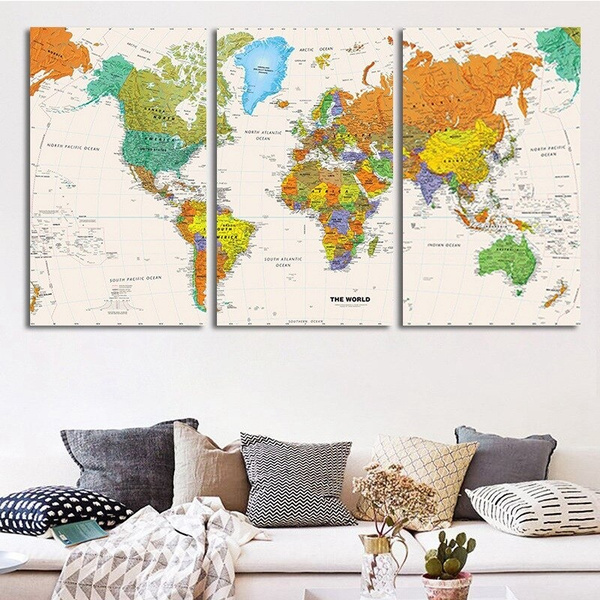 No Frame Classic Vintage World Map No Frame Canvas Painting Art Vintage ... No Frame Classic Vintage World Map No Frame Canvas Painting Art Vintage ...