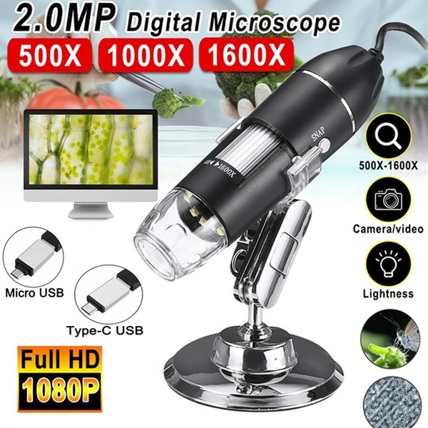 Digital Microscope Portable USB Microscope 50x-1600x Magnification 8 ...