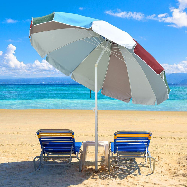 Yescom 6ft/7ft/8ft Beach Umbrella 30+UV Protection Rainbow Sunshade ...