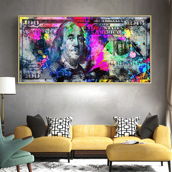 Unframed 100 Dollar Bill Wall Art Picture Oil Painting on Canvas ...