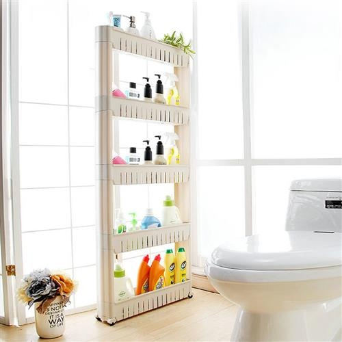 5 Tier Mobile Shelving Unit Organizer Slide Out Storage Tower Slim ...