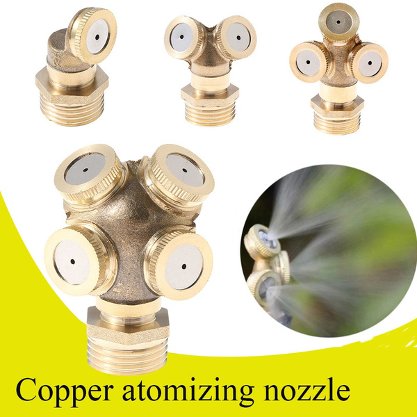 Misting Nozzle Brass Atomizing Spray Fitting Nebulizer Hose Connector Water Sprinkler Adjustable ...