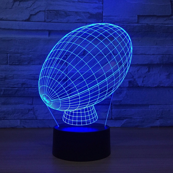 7 Colorful 3D Visual Led Rugby Nightlight For Kids Touch Usb American ...