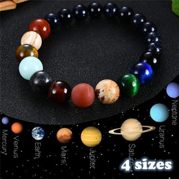 Fashion Eight Planets Bead Bracelet Men Natural Stone Universe Yoga ...