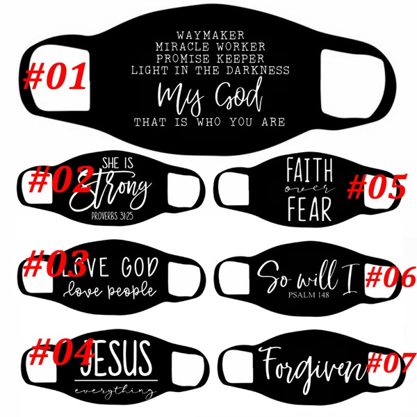 Bible Quote Christian Faith Letters Printed Face Mask for Unisex Men ...