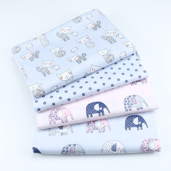50*160cm Cartoon Elephant Printed Cloth Cotton Twill Fabric DIY ...