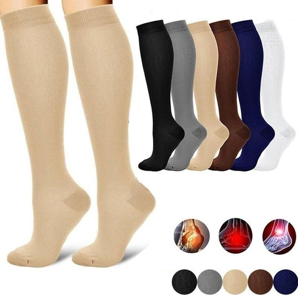 1/2/3Pair Unisex Compression Long Socks Women Men Pressure Varicose ...