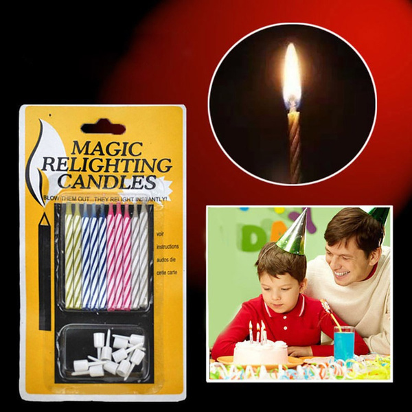10pcs/pack Magic Candle Trick Relighting Cake Mate Candles Funny For ...