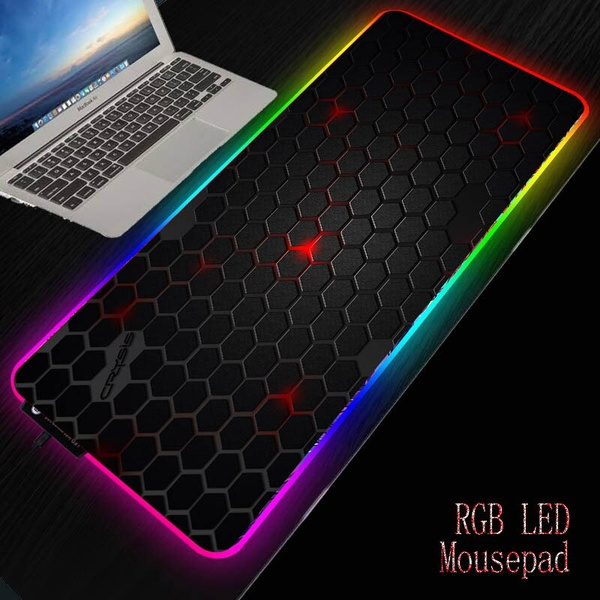 Abstract Art Hexagon Black RGB Big Mouse Pad Computer LED Mousepad Led ...