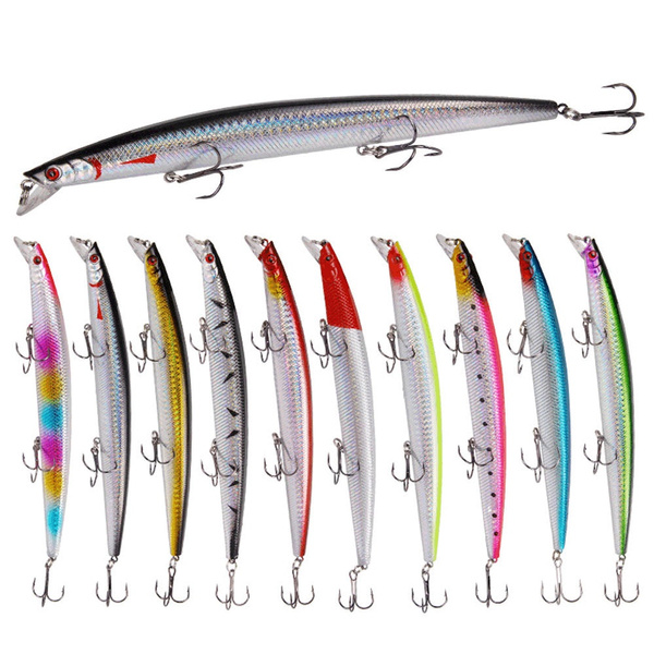 Pack of 10 Artificial Fishing Lures Set 3D Eyes Lifelike Hard Popper ...