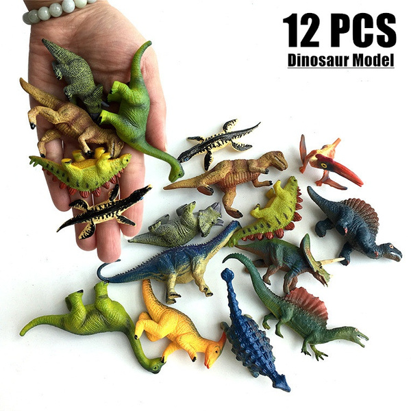 12 PCS Mini Dinosaur Model Toy Children Kids Christmas Birthday Gifts ...