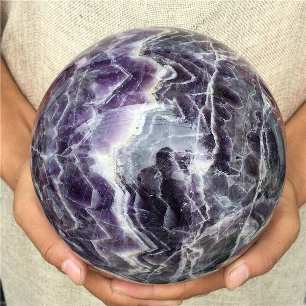 1000g Deep Purple Project Dream Amethyst Rock Crystal Ball Chevron ...