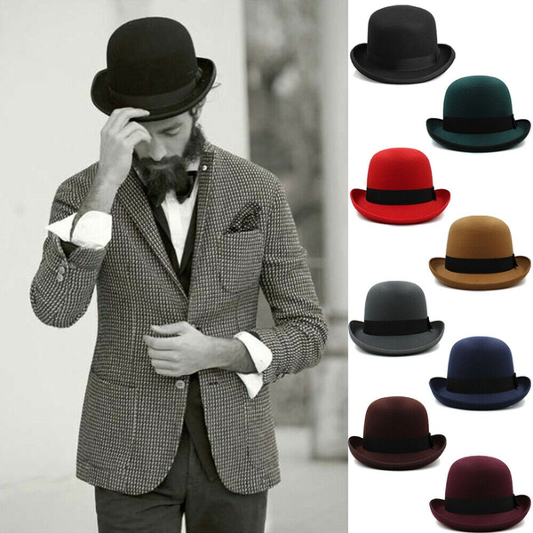 Adults Felt Bowler Hat Oval Top Sunhat UK Size L US Size 7 1/4-7 3/8 | Wish