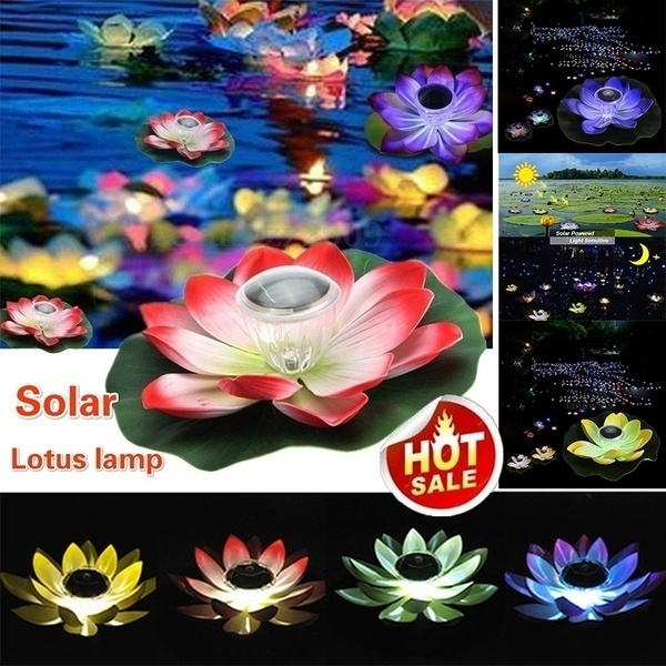 Solar Powered LED Flower Light Floating Fountain Pond Garden Pool Lamp ...