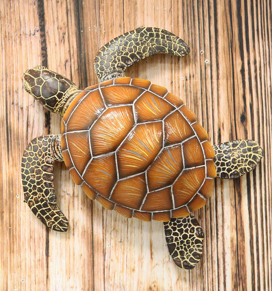 Ebros Coastal Swimming Brown Sea Turtle Wall Decor Hanging Plaque 11.25 ...