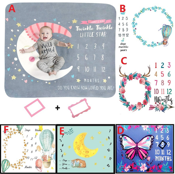 Newborn baby Monthly Growth Milestone Blanket photography props ...