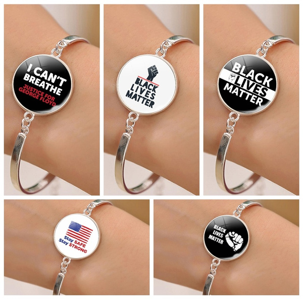 " I CAN'T BREATHE"Quote Jewelry Bracelet Glass Dome''BLACK LIVES MATTER ...
