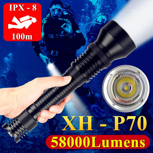 CREE XH-P70 Ultra Bright Underwater 100m Scuba Diving Flashlight IPX-8 ...