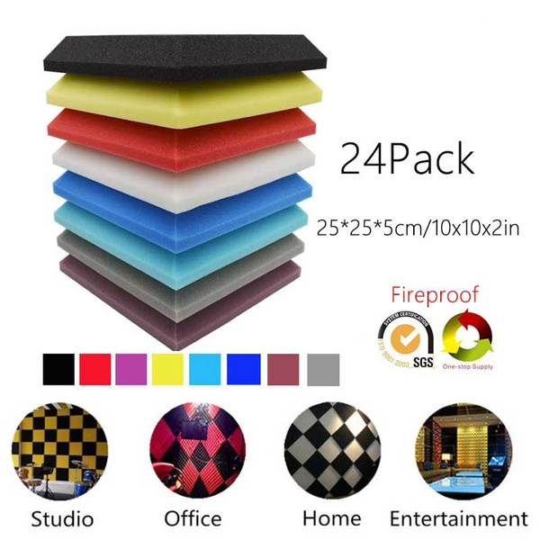 24Pack Acoustic Foam Bevel Soundproof Panels Studio KTV Sound ... 24Pack Acoustic Foam Bevel Soundproof Panels Studio KTV Sound ...