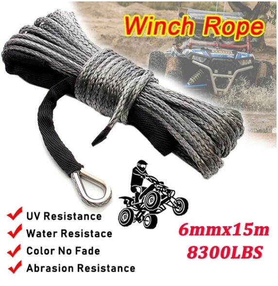 7700LBs Synthetic Winch Line Cable Pulling Rope with Sheath ATV UTV ...