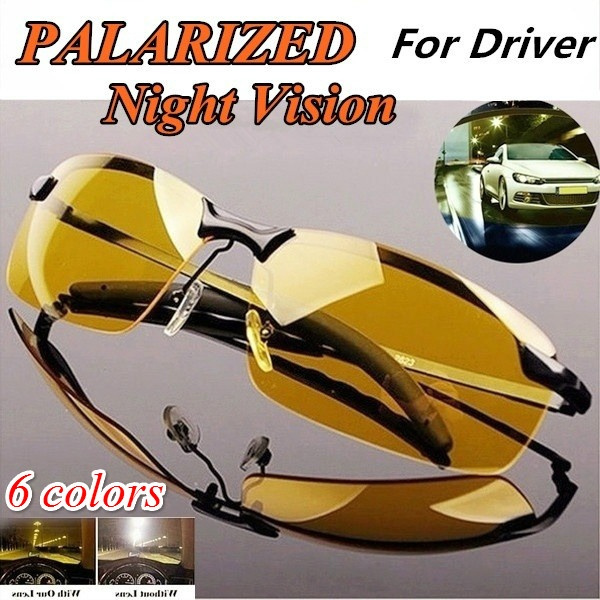 6 Colors Fashion Yellow High-end Night Vision Driving Glasses Polarized ...