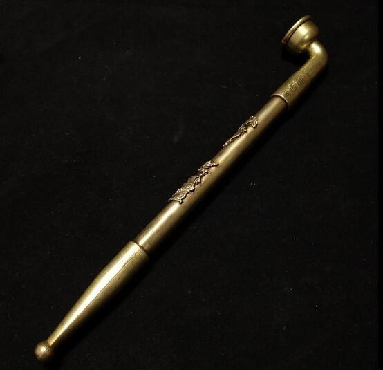 Old-fashioned retro cigarette bag pot copper pipe copper-plated manual ...